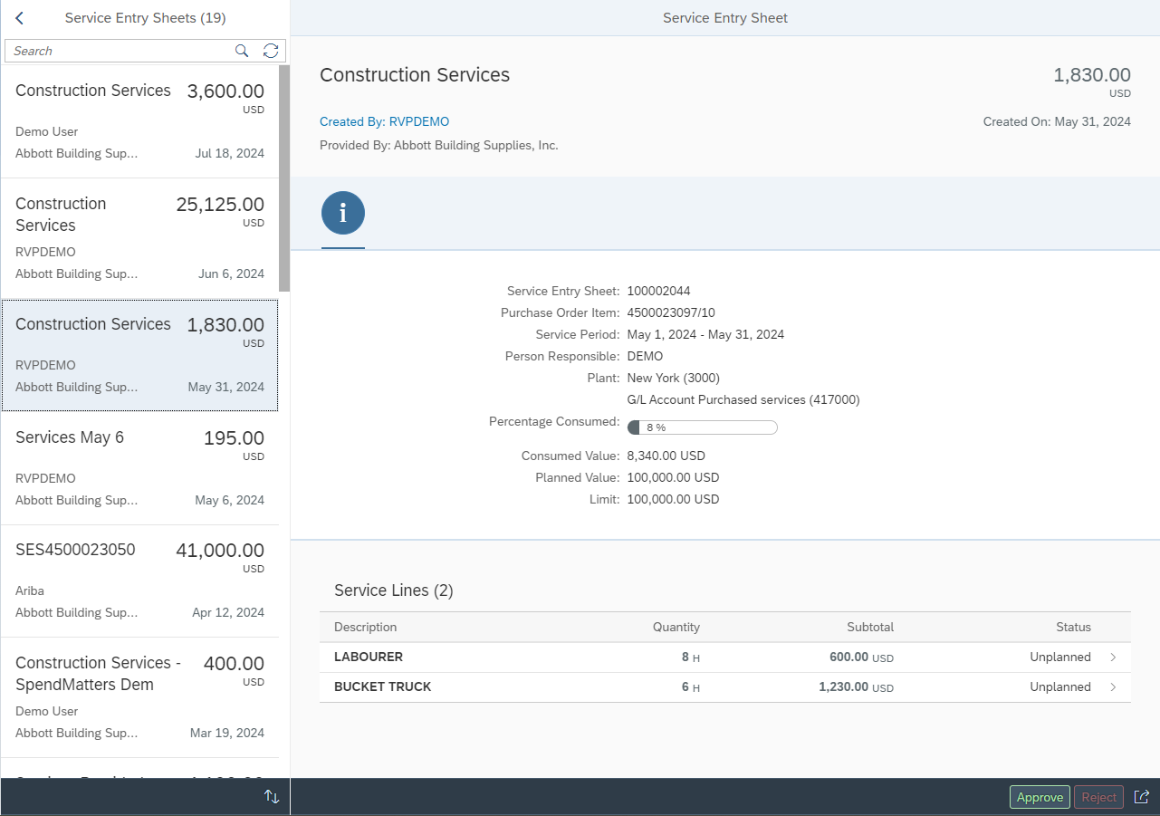 Planned and Unplanned Services in Service Entry Sheets